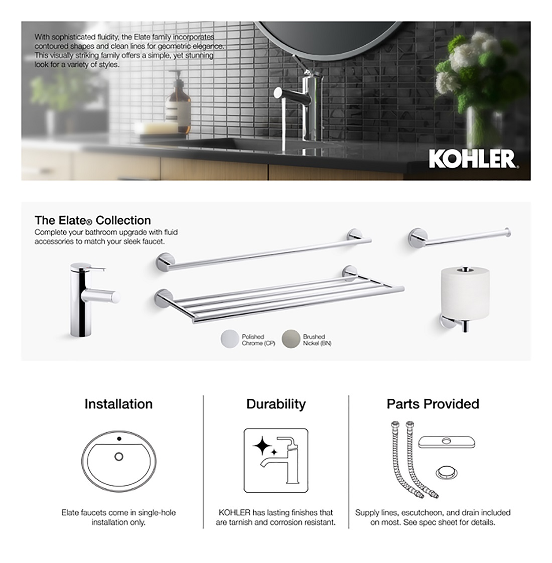 KOHLER Elate Single Hole Single-Handle 1.2 GPM Bathroom Faucet in ...