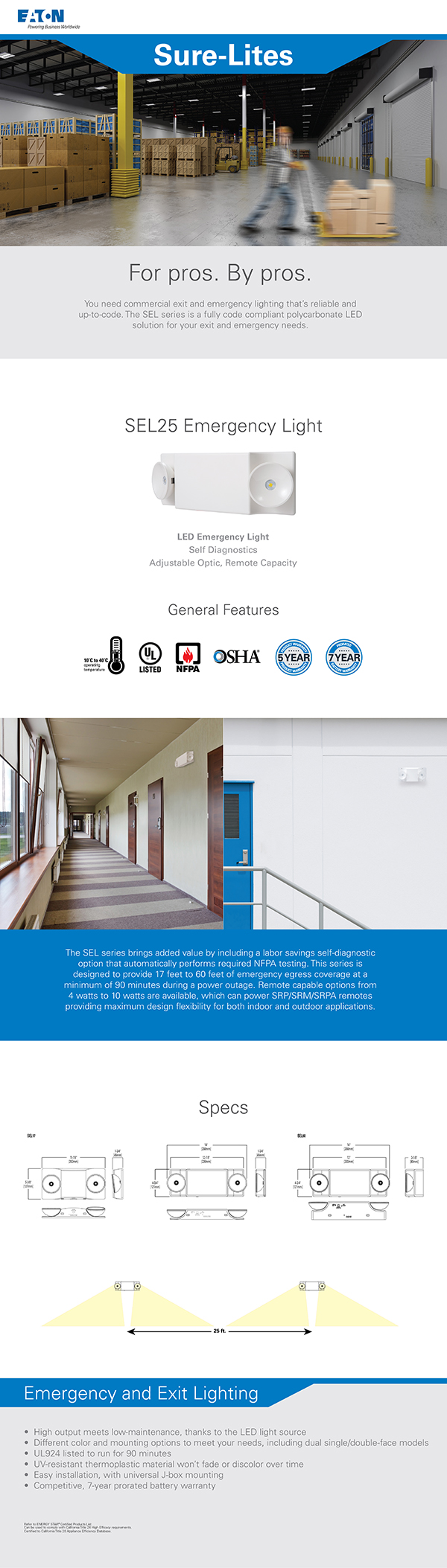 Sure-Lites SEL White Integrated LED Plastic Emergency Light with NiCad ...