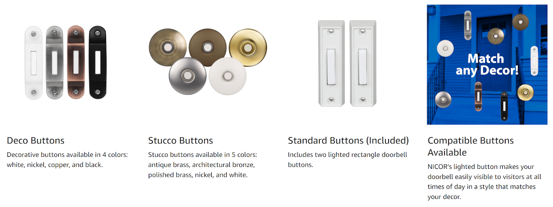 NICOR PrimeChime Plus 2 Video Compatible Wired Door Bell Chime Kit with ...