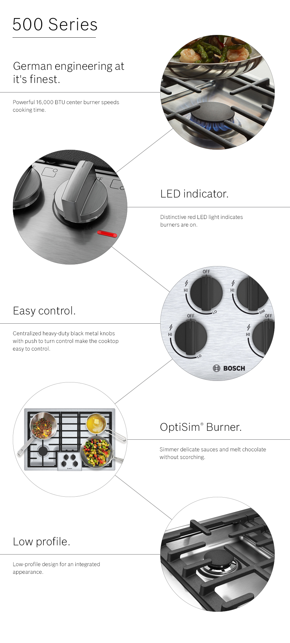 Bosch 500 Series 30 in. Gas Cooktop in Stainless Steel with 4 Burners ...